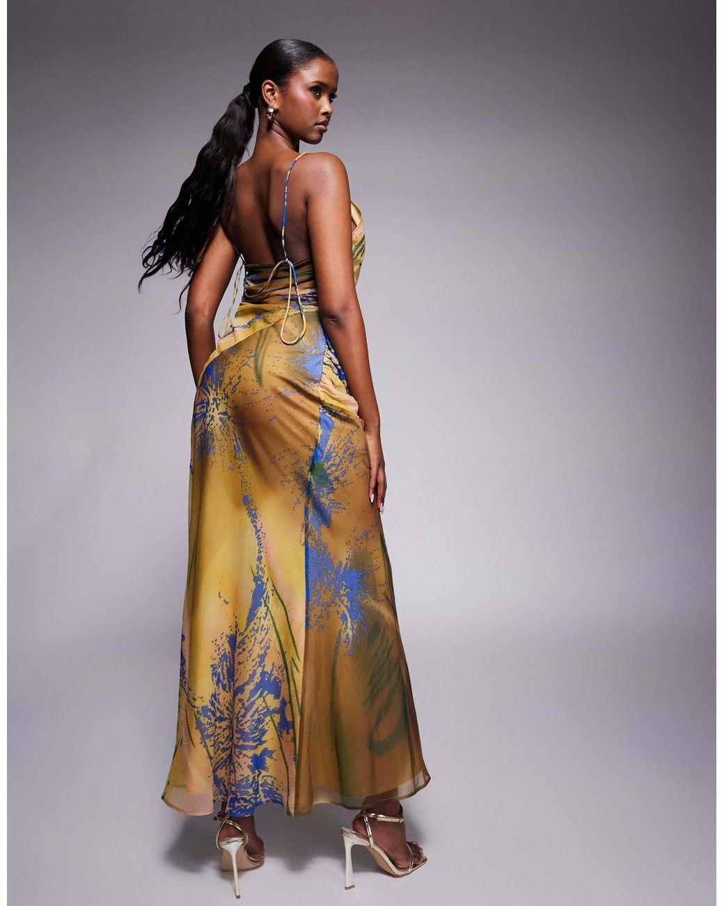 ASOS Racer Strappy Maxi Dress With Draped Skirt | Lyst