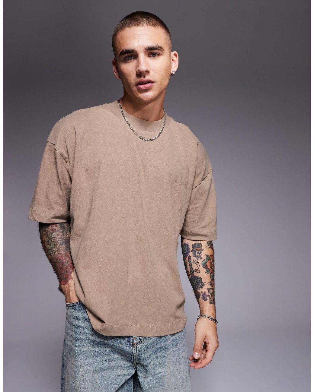 ASOS Oversized Boxy T-shirt in Blue for Men | Lyst