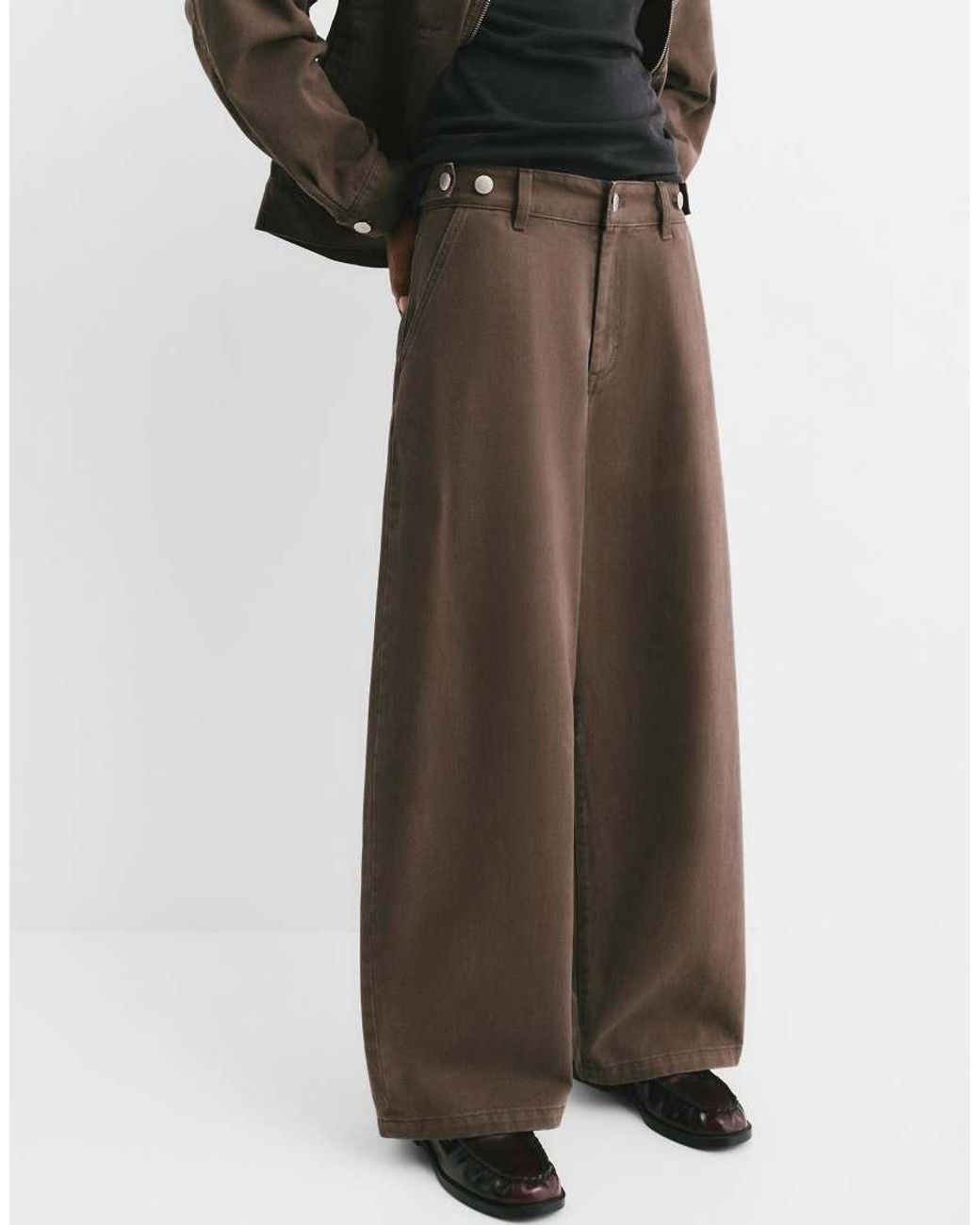 Pull&Bear Balloon Fit Jeans With Adjustable Waist in Green | Lyst UK