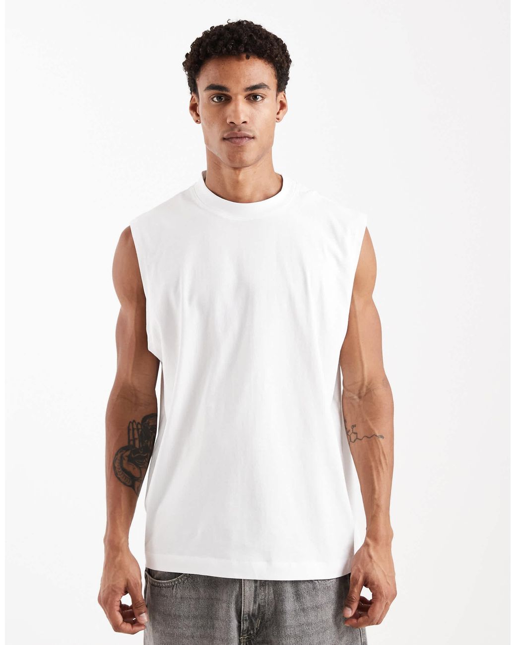 ASOS Essentials Oversized Tank in White for Men | Lyst