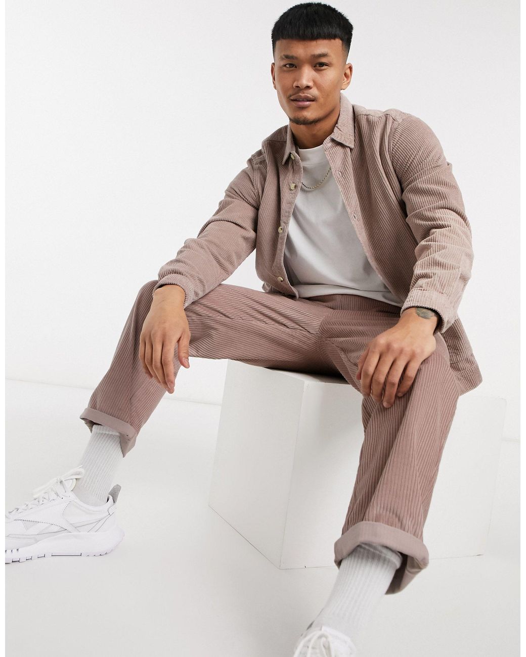 ASOS Co-ord Cord Overshirt in Pink for Men | Lyst