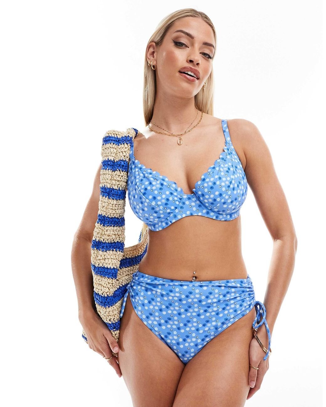 Peek & Beau Fuller Bust Bikini Bottom in Blue | Lyst