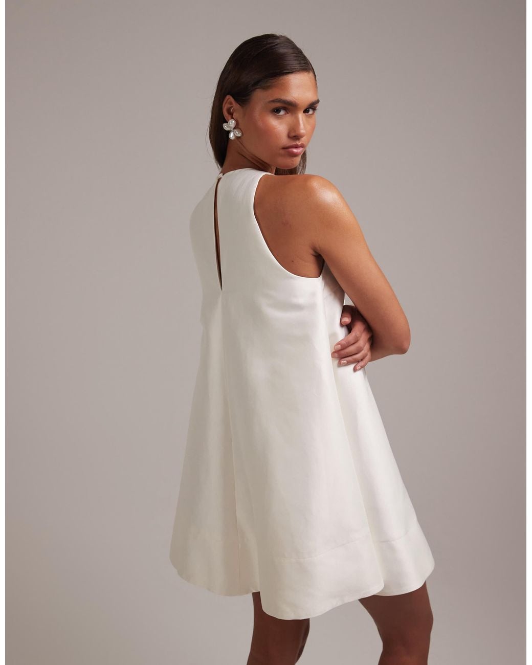 ASOS Structured Mini Shift Wedding Dress in White | Lyst
