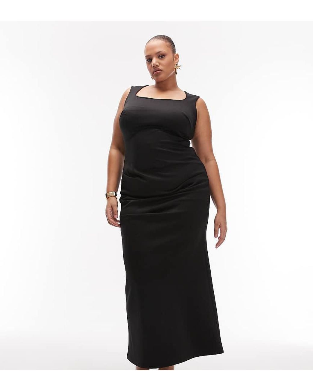 ASOS Asos Design Curve Scoop Cami Sculpted Maxi Dress in Black | Lyst UK