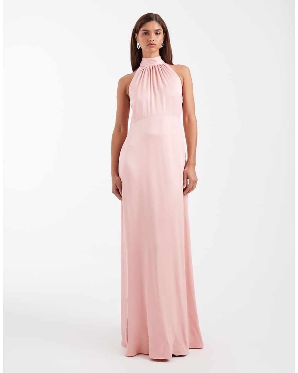 Maids To Measure Bridesmaid Halterneck Maxi Dress in Pink | Lyst UK