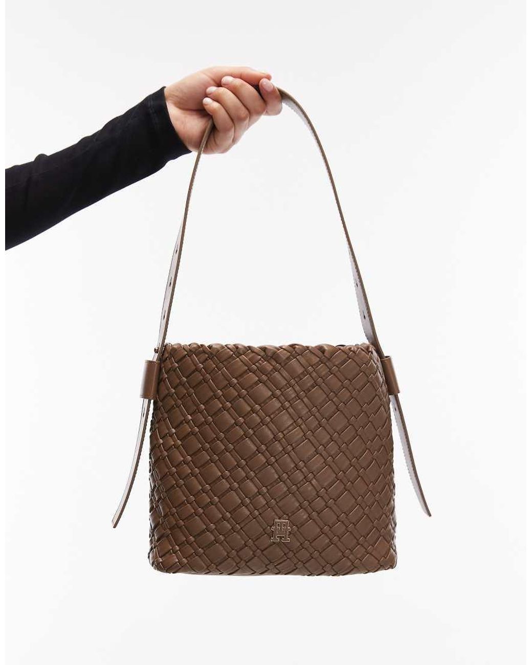 Tommy Hilfiger Braided Shoulder Bucket Bag in Black | Lyst UK