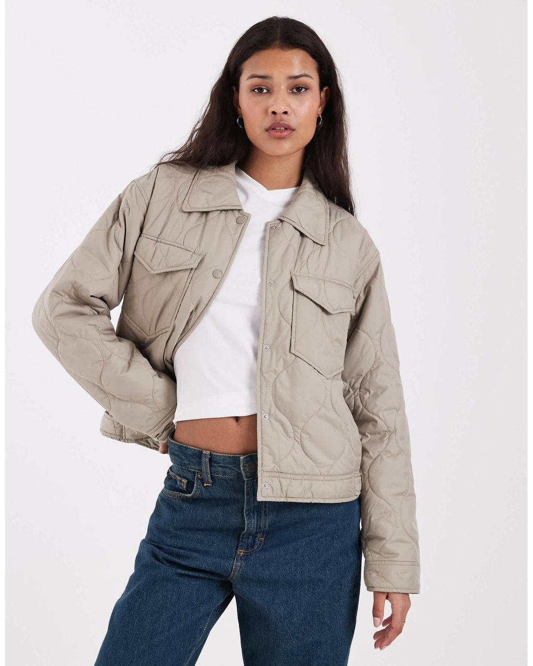JJXX Quilted Jacket in Natural | Lyst
