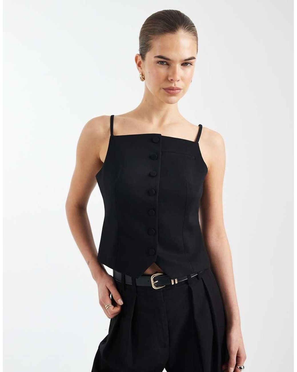ASOS Tailored Button Through Cami Top in Black | Lyst UK