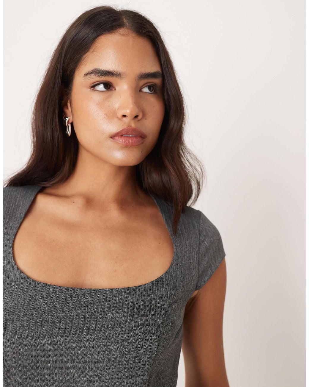 ASOS Cinched Mini Dress in Gray | Lyst