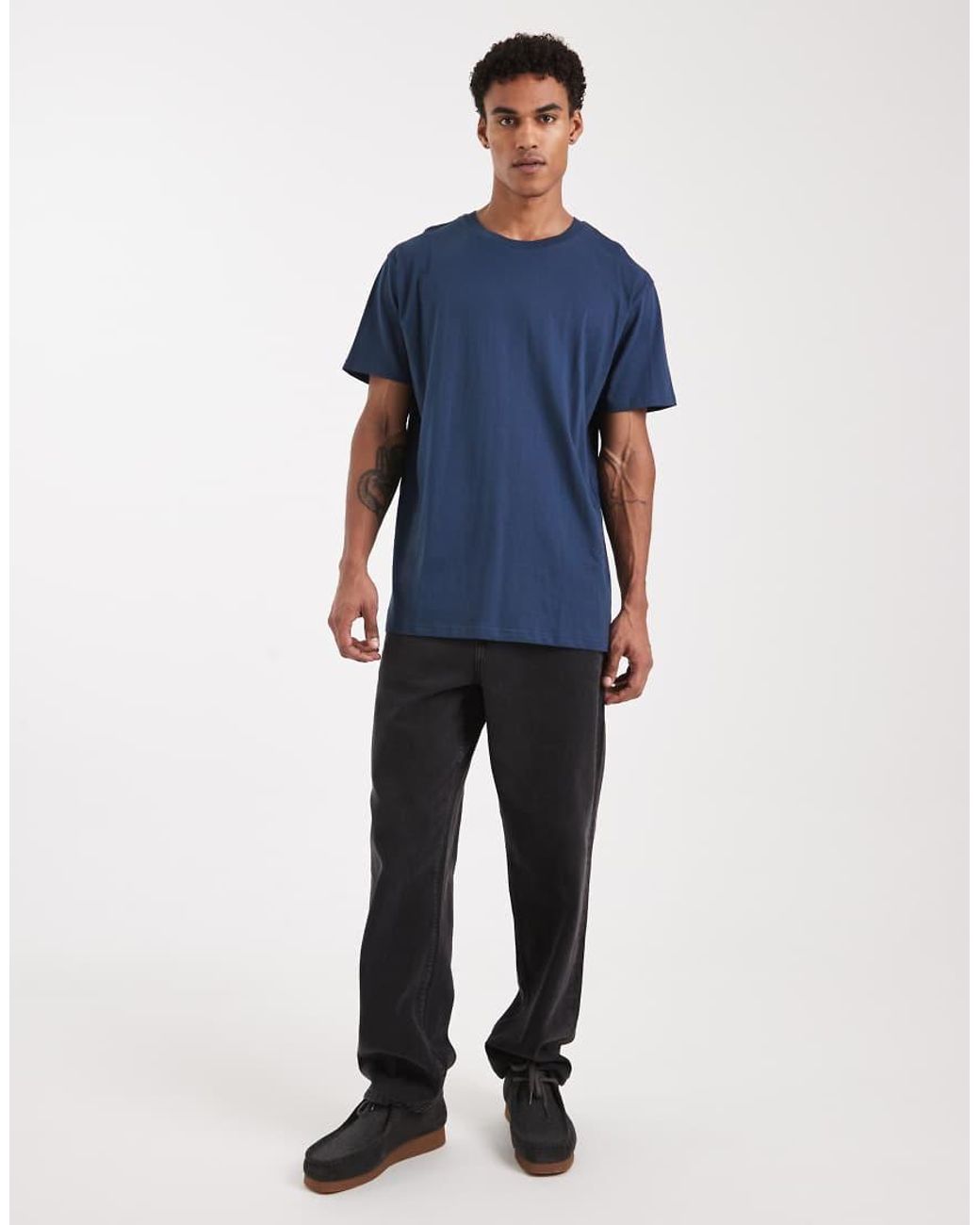 Brave Soul Oversized Crew Neck T-shirt in Blue for Men | Lyst UK