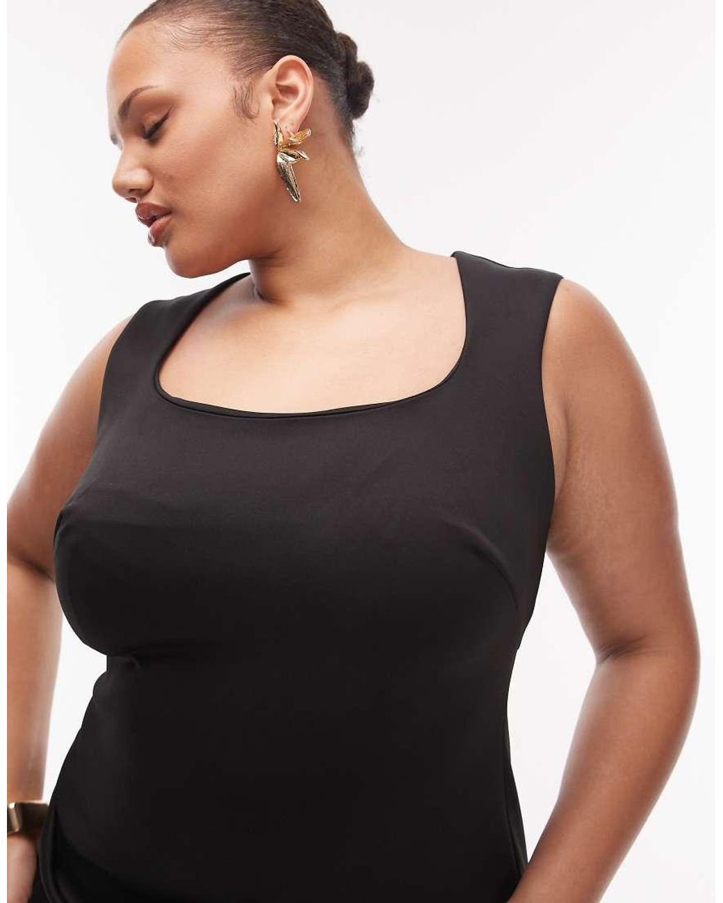 ASOS Asos Design Curve Scoop Cami Sculpted Maxi Dress in Black | Lyst UK