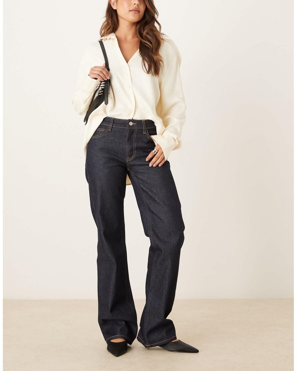 ASOS Straight Low Rise Jeans in Blue | Lyst