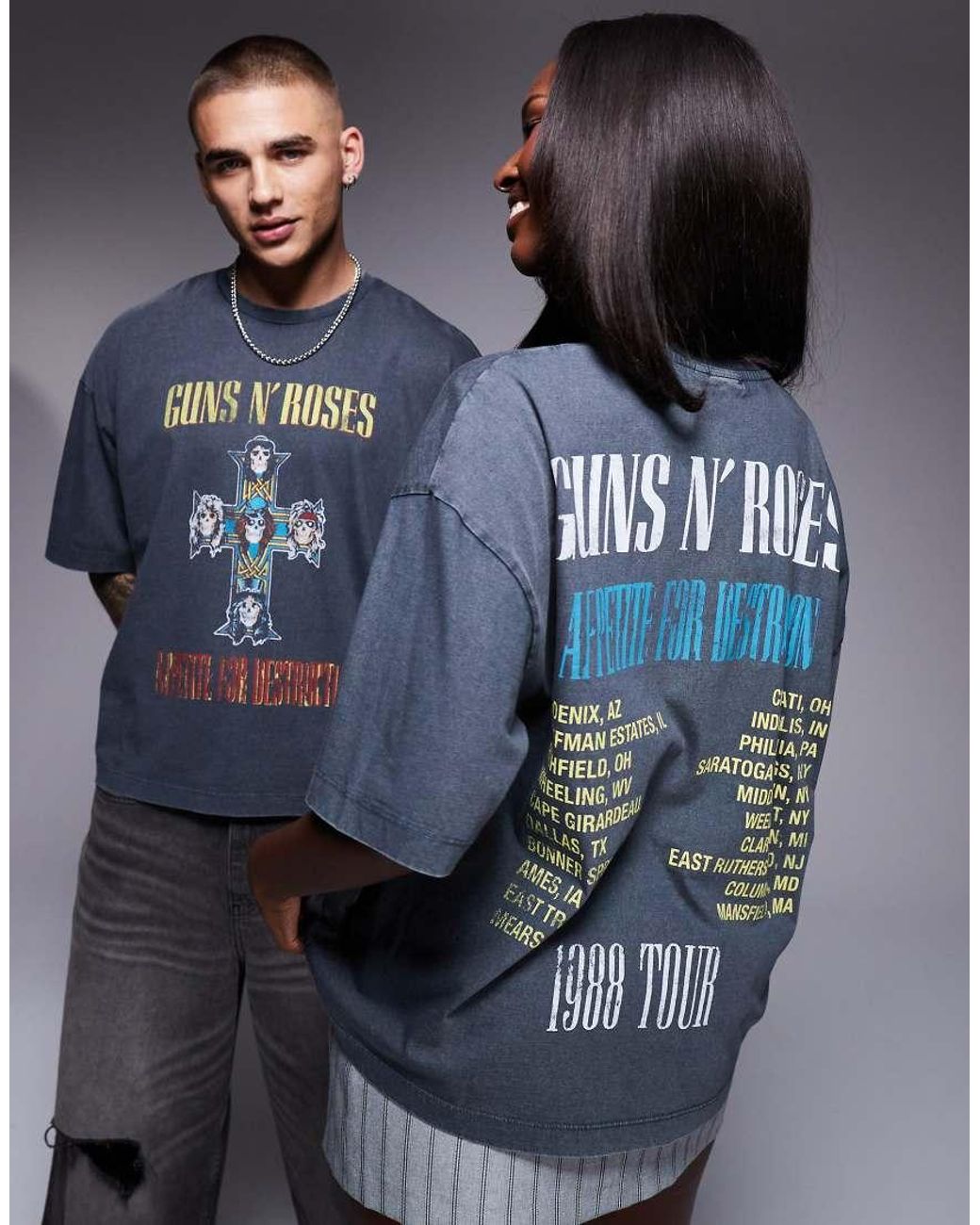 ASOS Unisex Boxy Oversized Licence T-shirt With Guns N' Roses Tour ...