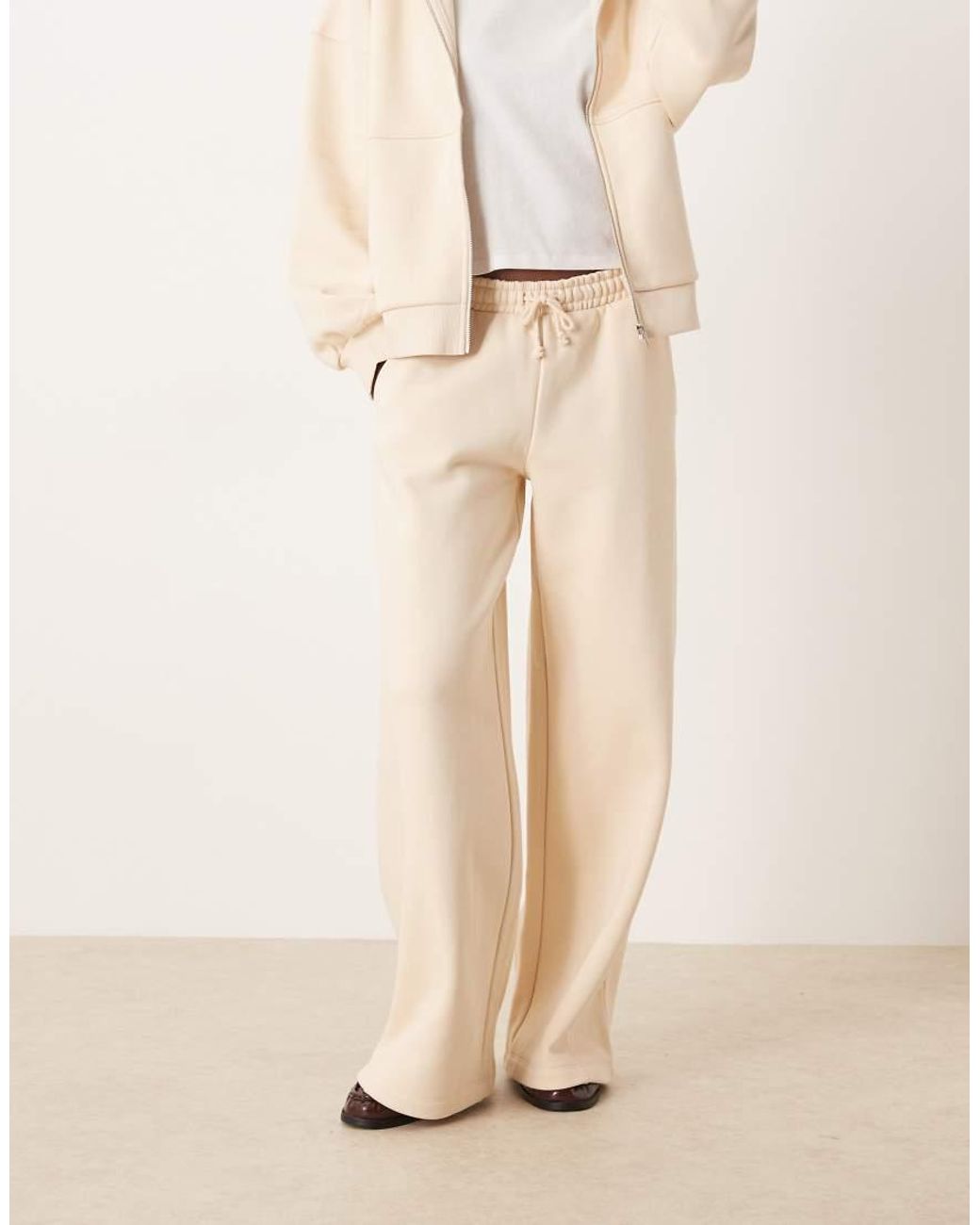 ASOS Premium 500gsm Seamed Wide Leg jogger in Natural | Lyst UK