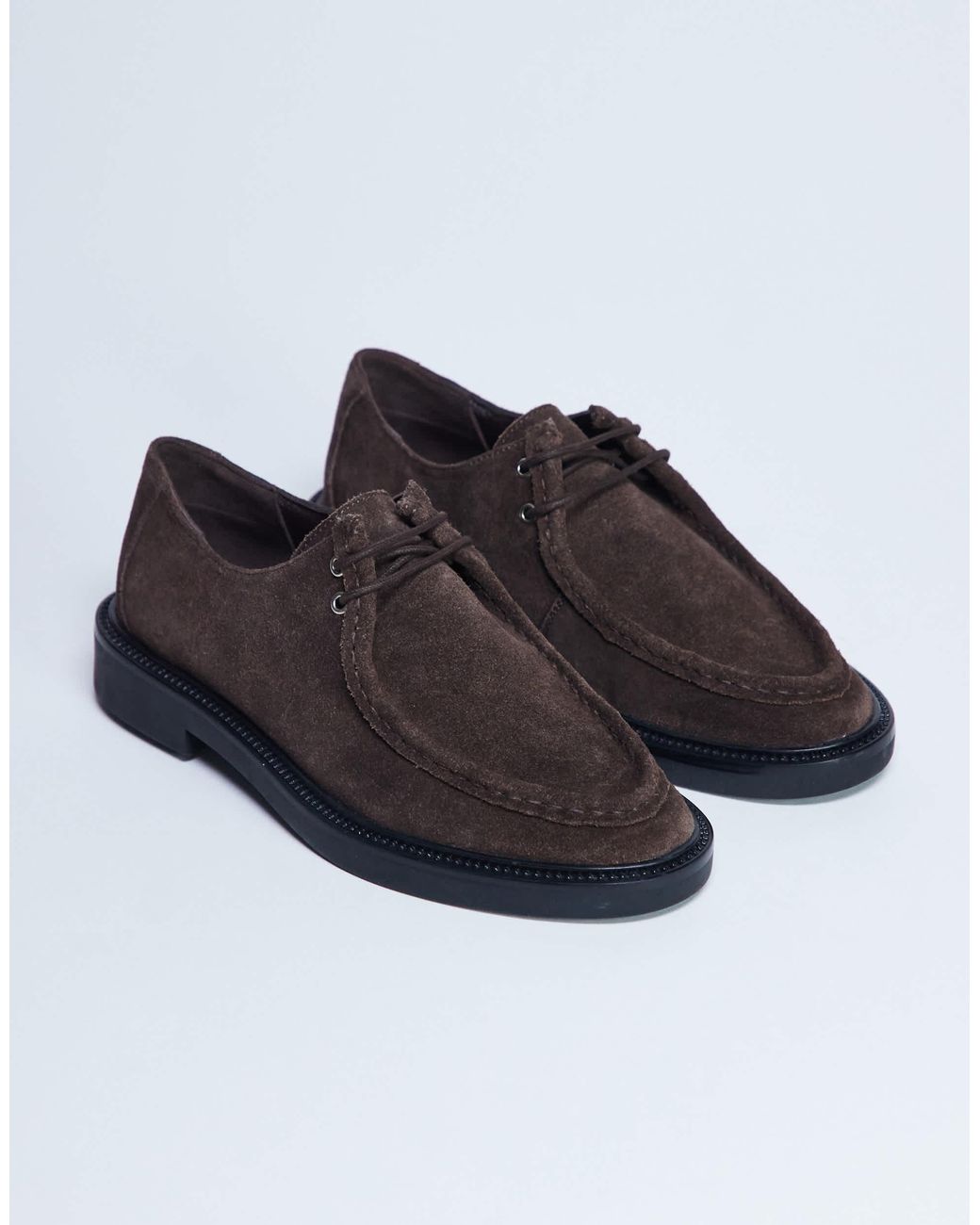 TOPSHOP Banks Suede Leather Lace Up Shoe in Brown | Lyst