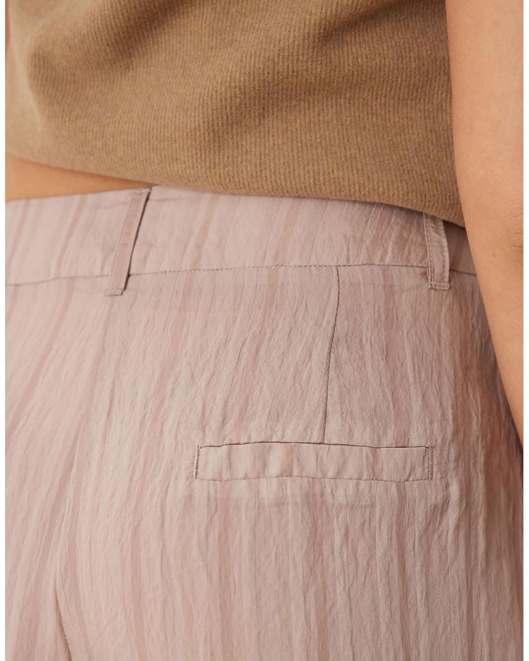 ASOS Wide Leg Trousers in Natural | Lyst