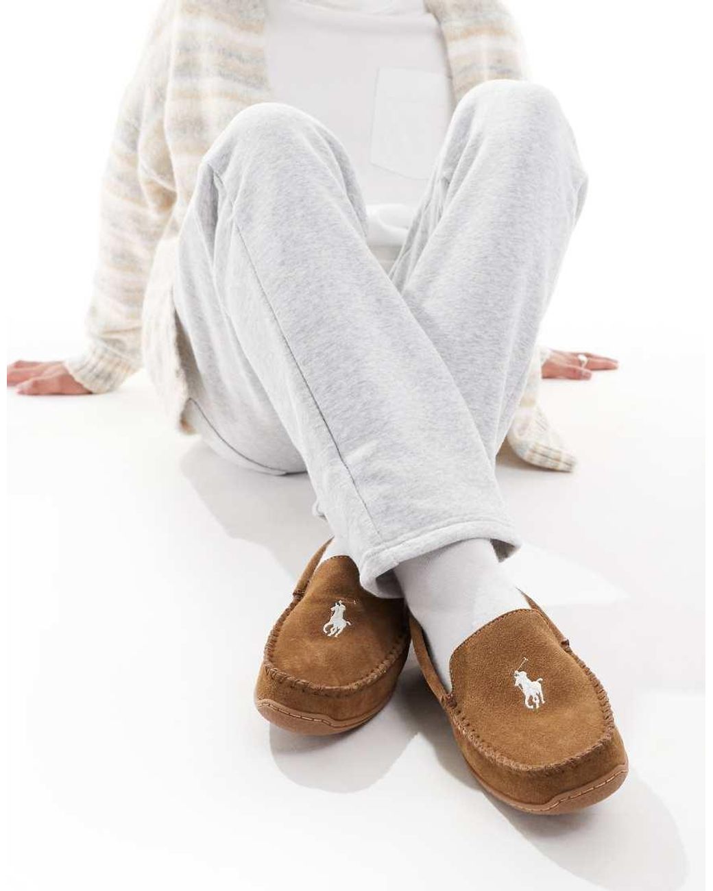 Polo Ralph Lauren Brenan Slipper With Icon Logo in White for Men | Lyst UK