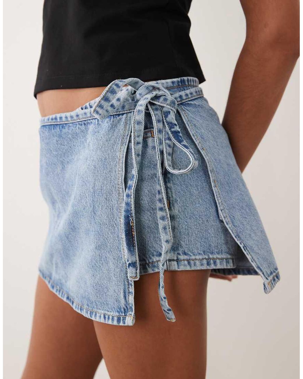 Mango Teen 100% Cotton Denim Mini Skort in Natural | Lyst UK