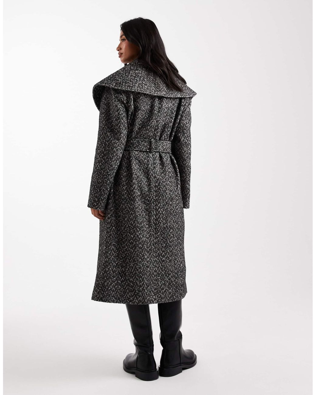 Miss Selfridge Formal Shawl Collar Wrap Coat in White | Lyst