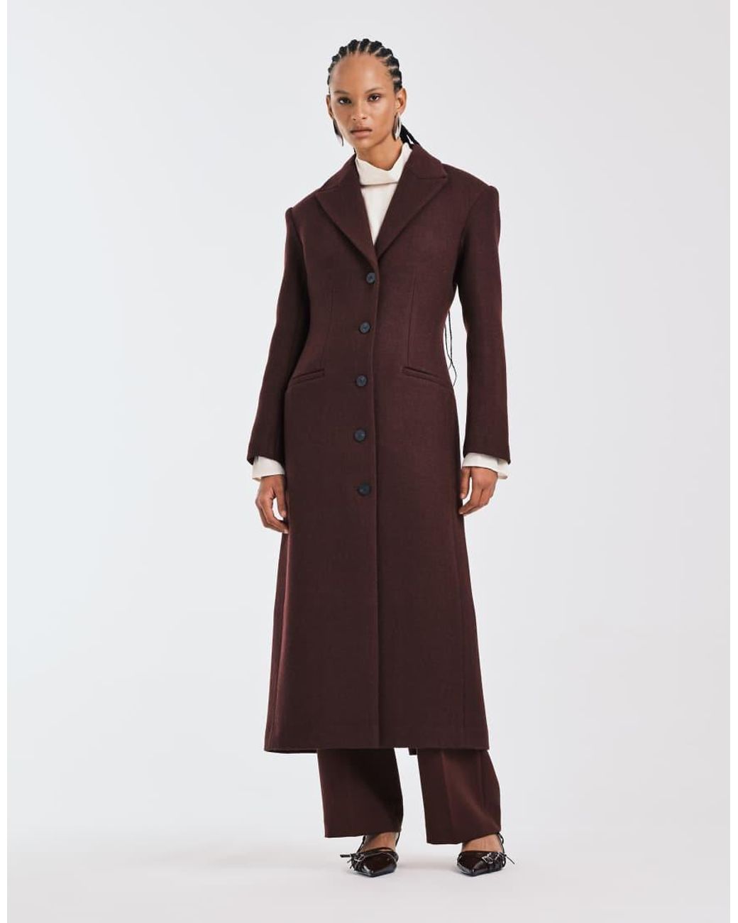 ASOS Premium Brushed Wool Blend Sculpted Coat in Red | Lyst UK
