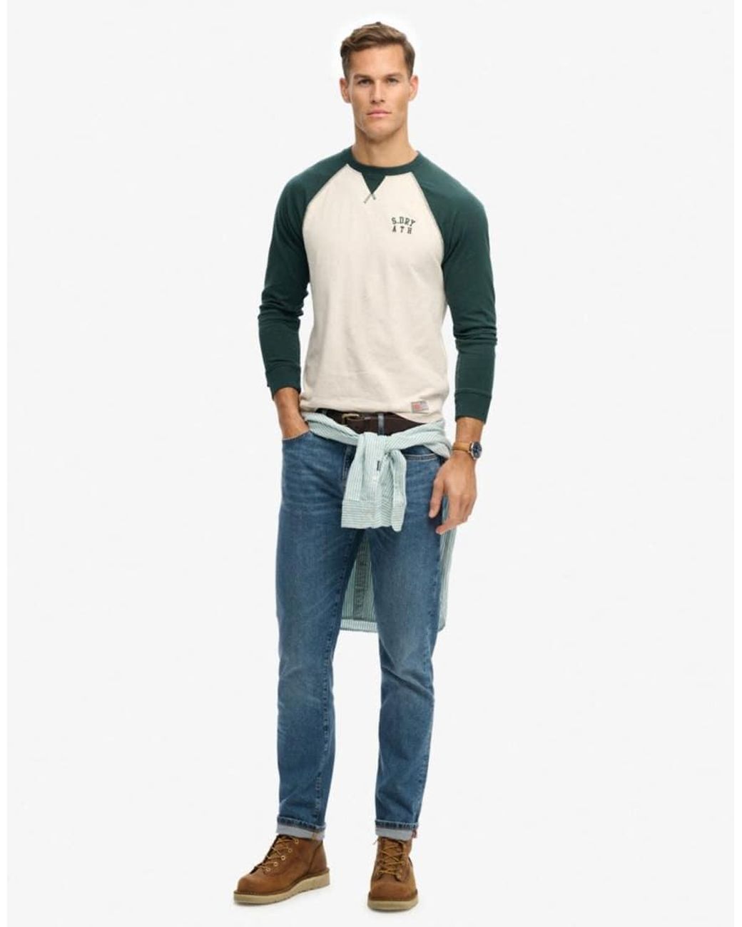Superdry Vintage Athletic Baseball Top in Blue for Men | Lyst UK