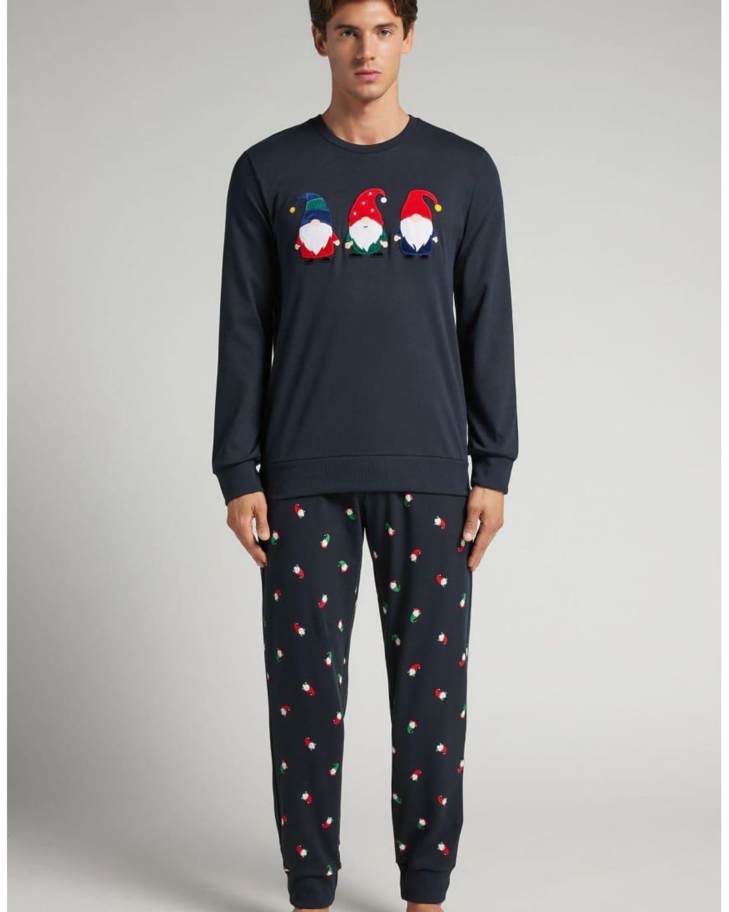 Intimissimi Gnome Print Long Cotton Pyjamas in Blue for Men | Lyst UK