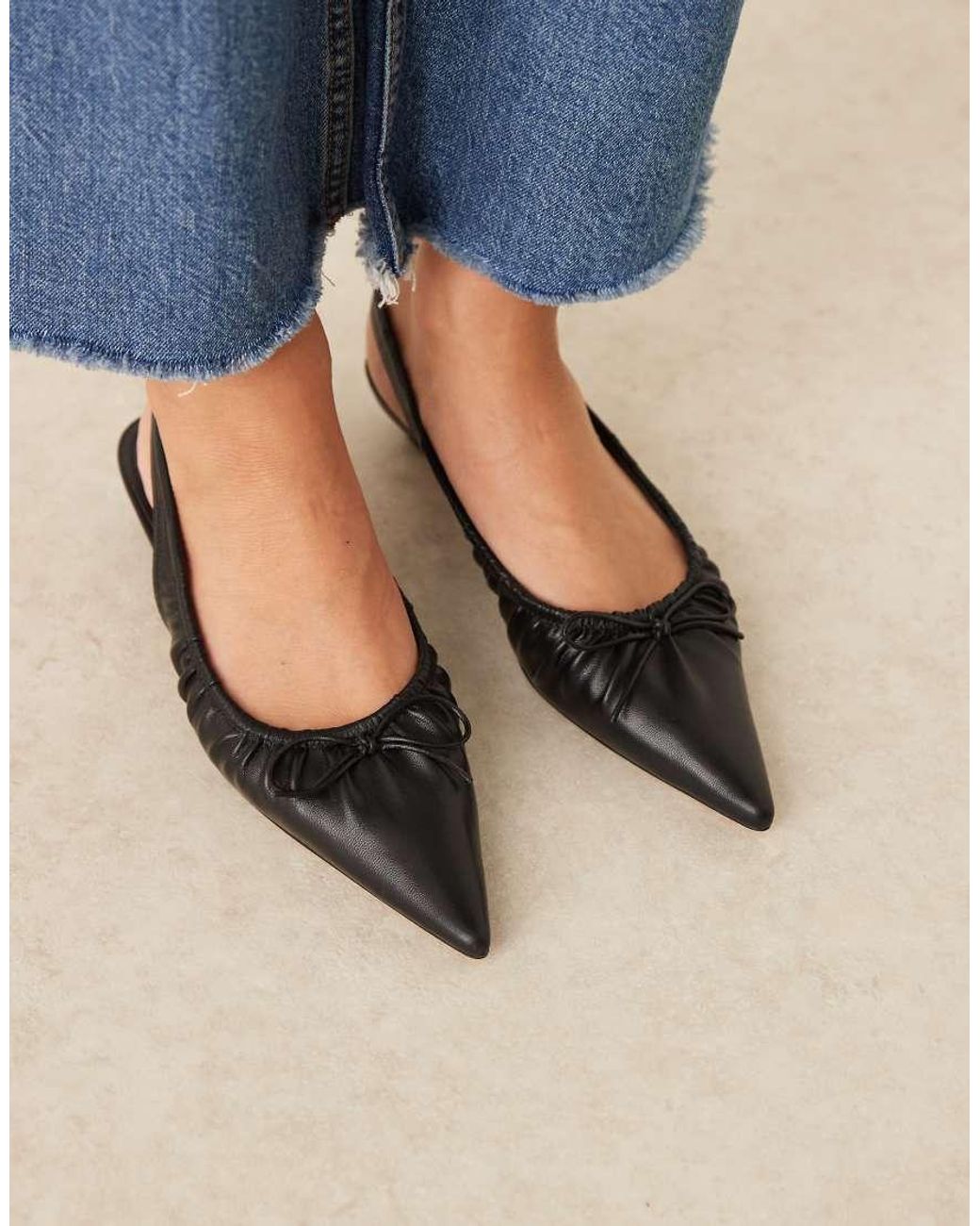 Mango Bow Detail Low Heeled Slingback in Blue | Lyst UK