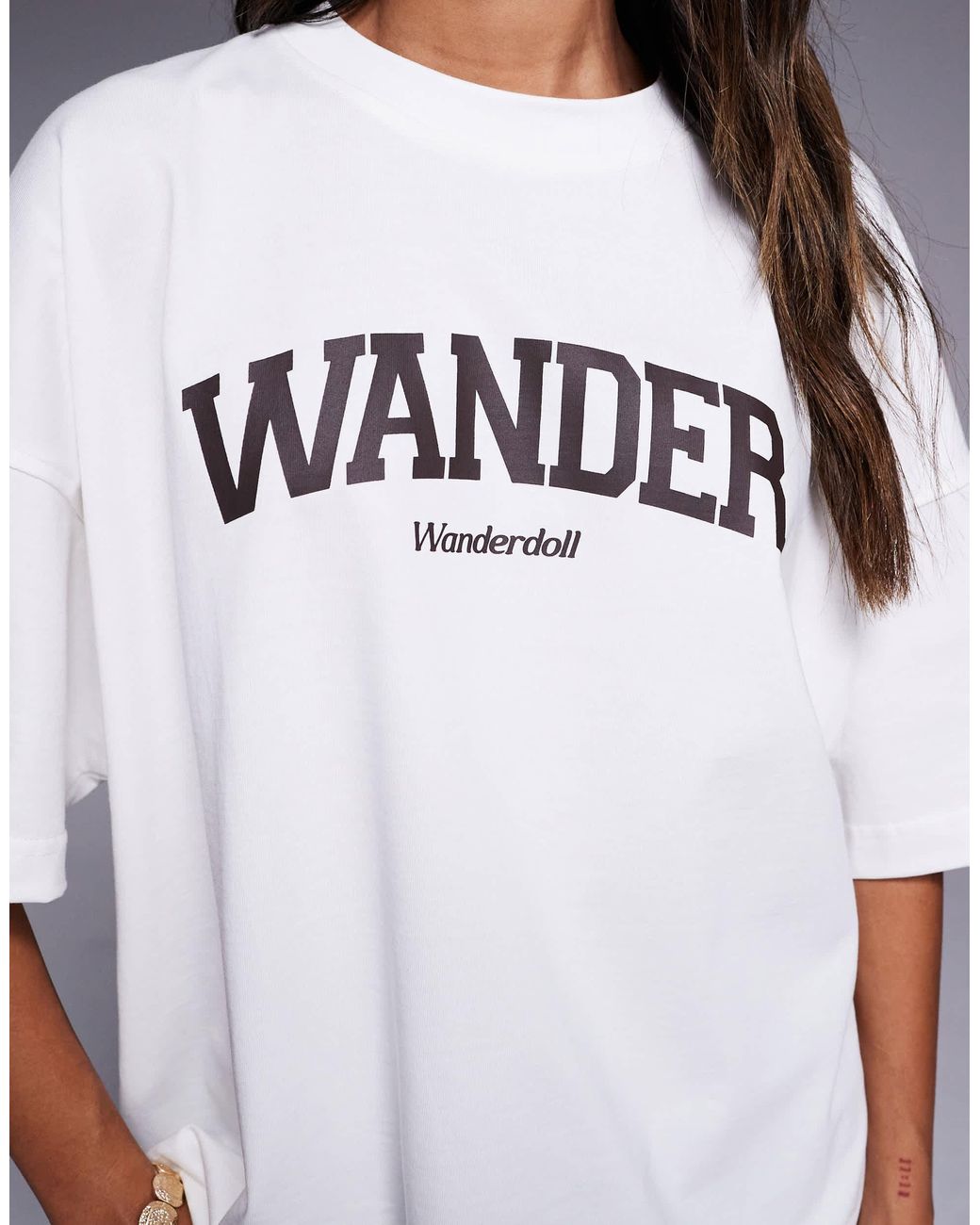 Wanderdoll Oversized Crew Neck Logo T-shirt in White | Lyst