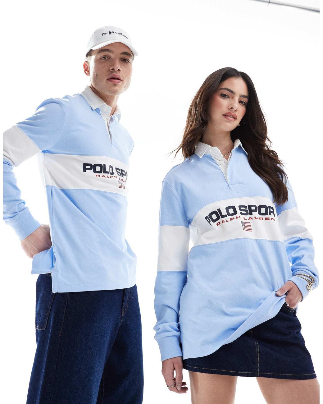Polo Ralph Lauren Sport Capsule Unisex Flag Logo Chest Panel Rugby Polo Classic Oversized Fit in ...