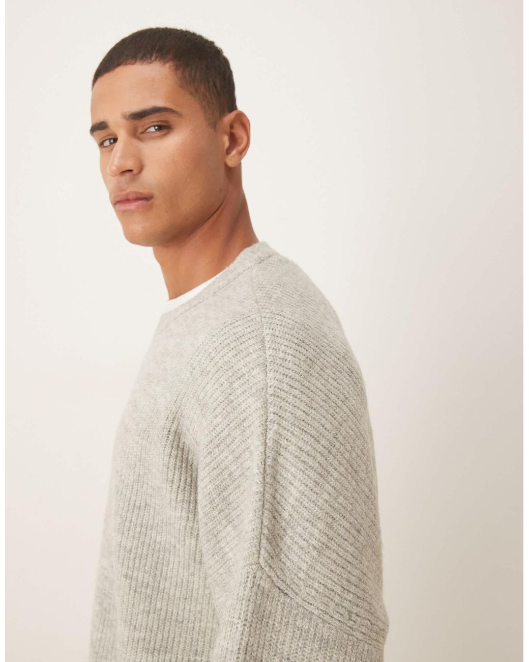 ASOS Super Oversized Boxy Fit Knitted Fisherman Rib Jumper in Natural ...