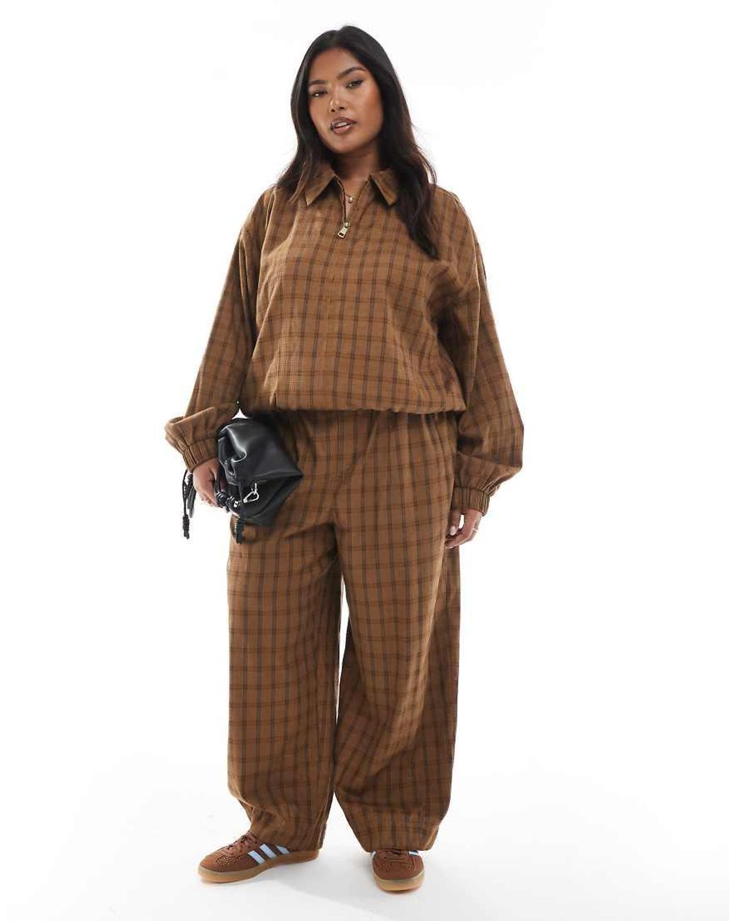 ASOS Asos Design Curve Bubble Hem Jacket Co-ord in Brown | Lyst UK