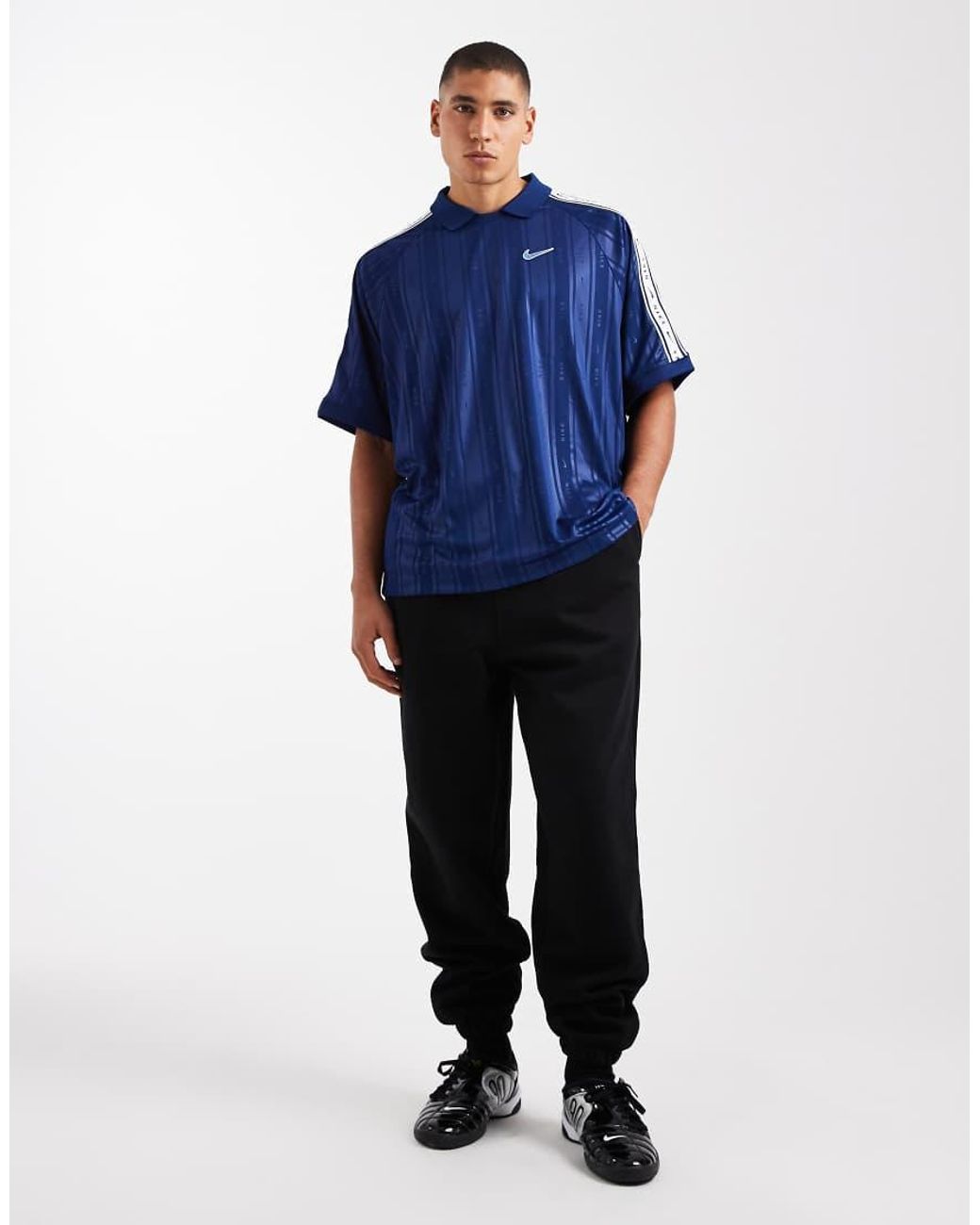 Nike Striped Polo Top in Blue for Men | Lyst UK