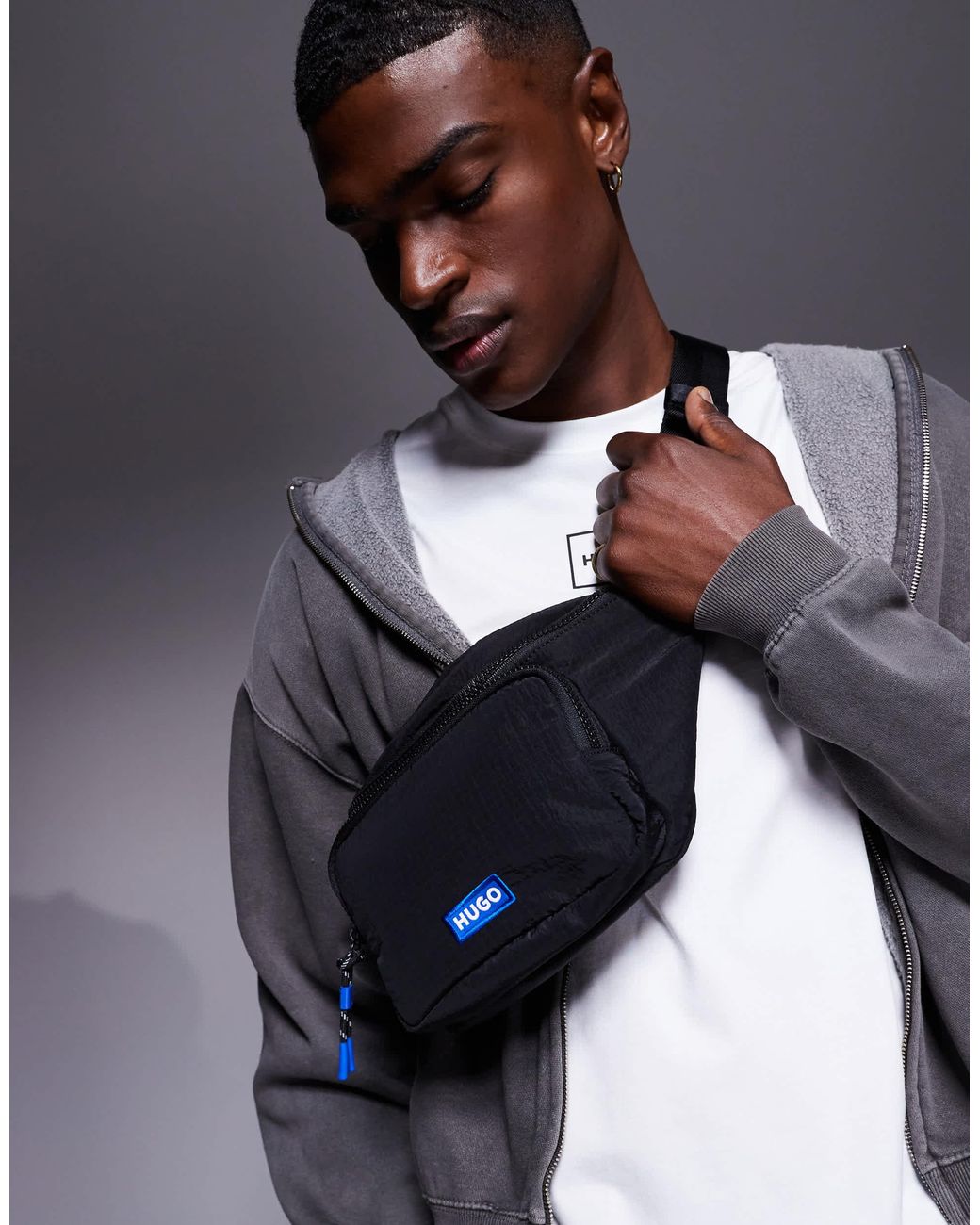 HUGO Logo Fanny Pack in Blue for Men | Lyst