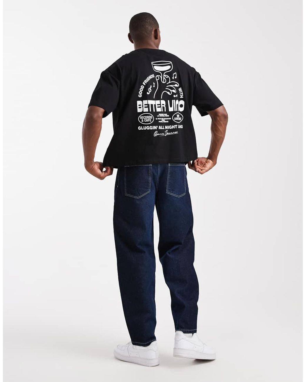ASOS Oversized Boxy T-shirt With Vino Graphic in Blue for Men | Lyst UK