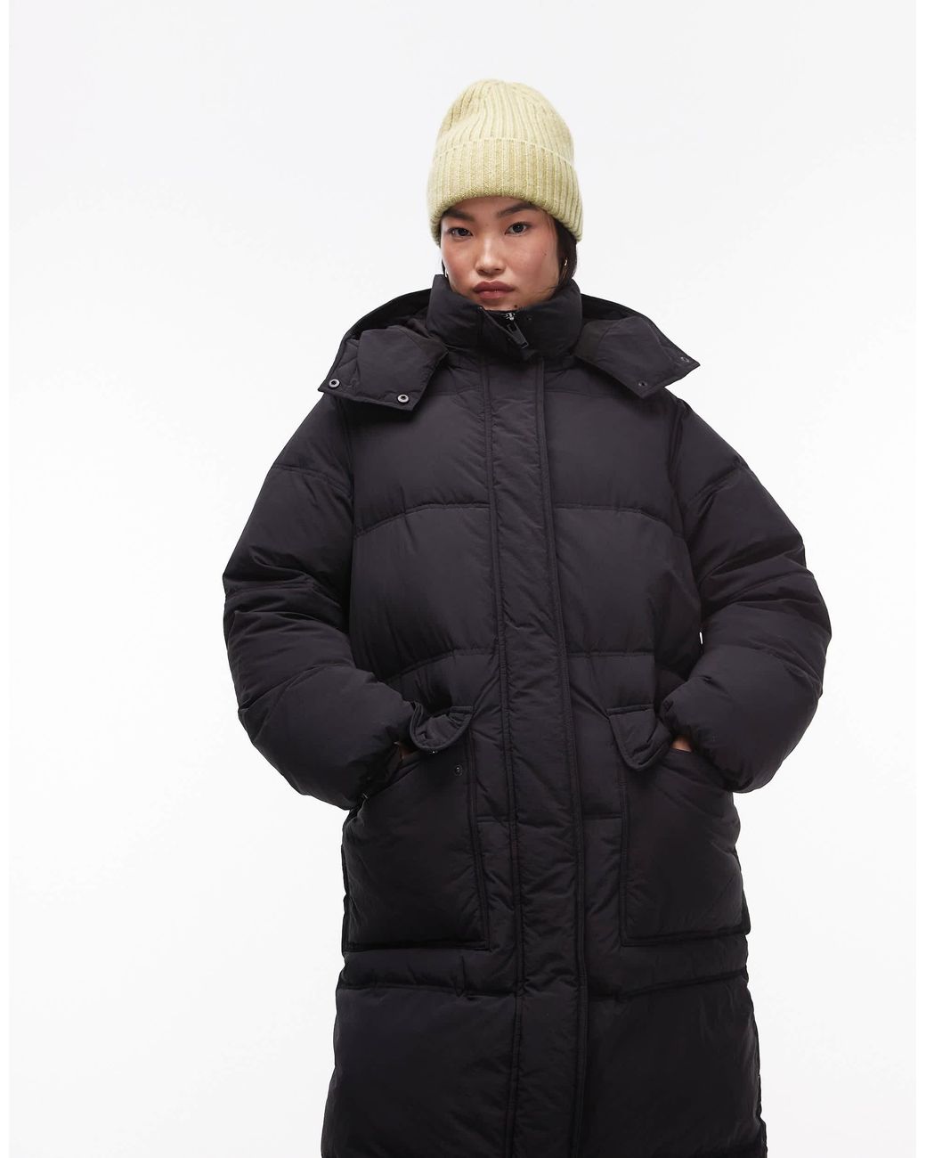 TOPSHOP Longline Ultimate Puffer Jacket in Blue | Lyst