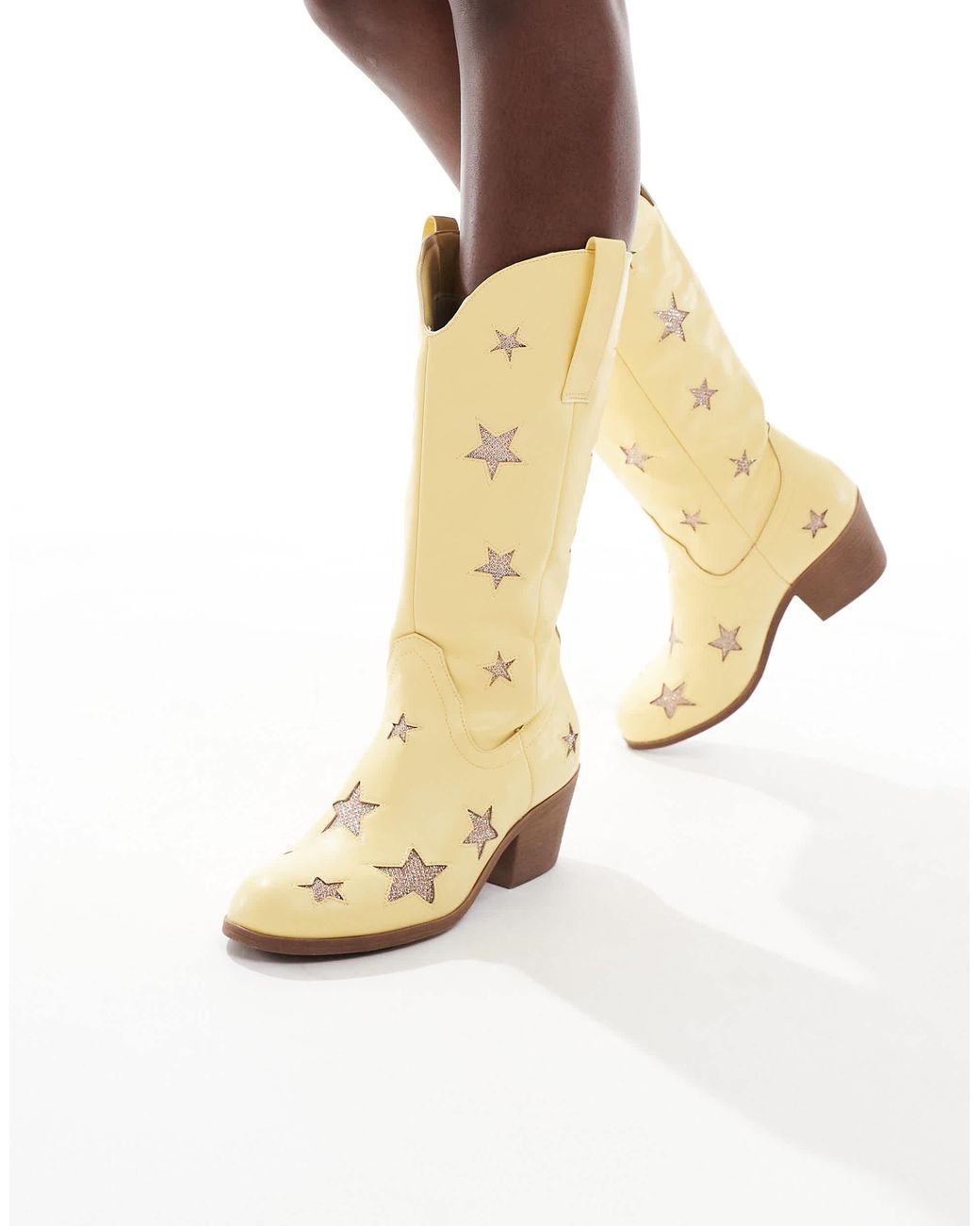 Glamorous Star Western Boots in Natural | Lyst