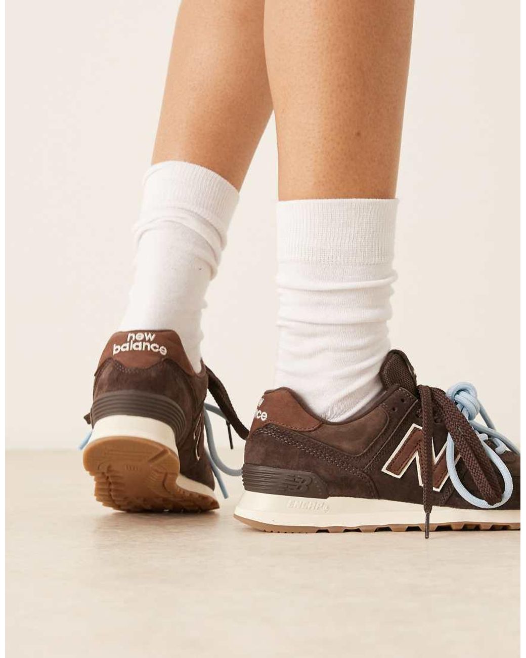 New Balance 574 Double Lace Trainers in Natural | Lyst UK