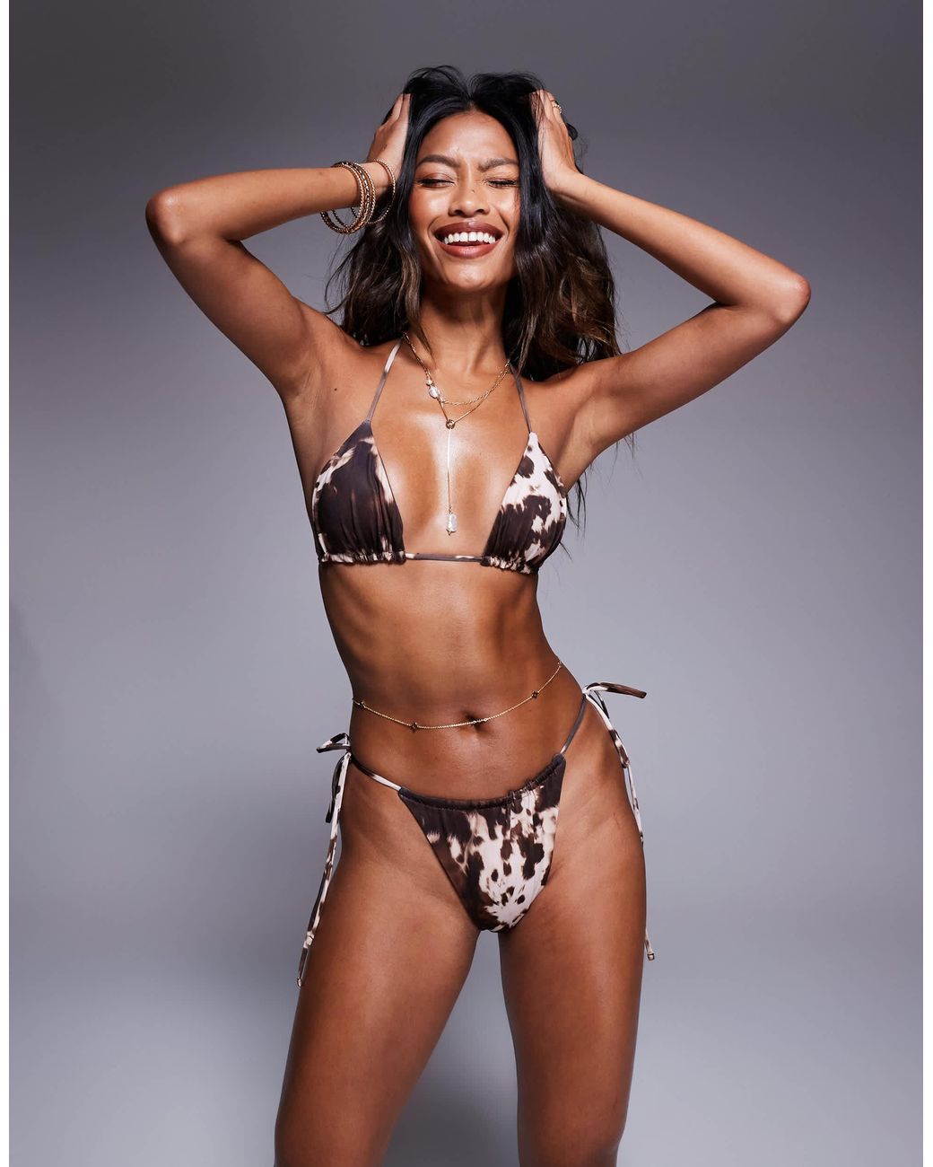 ASOS Corinne Micro Triangle Bikini Top in Gray | Lyst