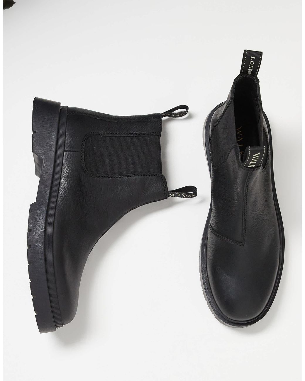 Walk London Callum Seam Chelsea Boot in Black for Men | Lyst