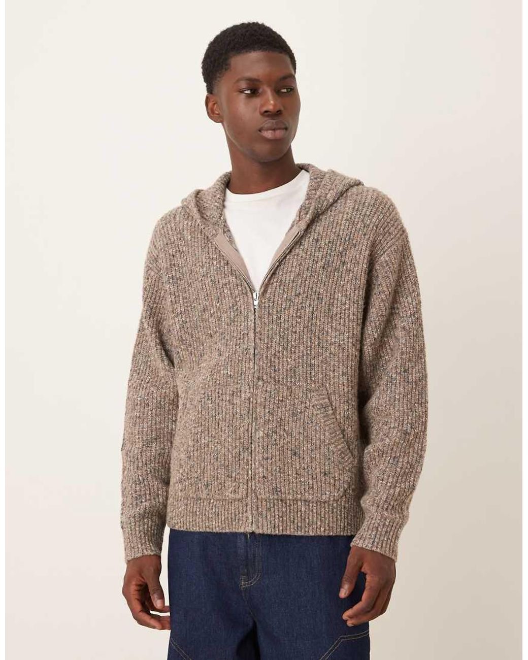 Abercrombie & Fitch Ribbed Knitted Zip Through Jumper With Hood in ...