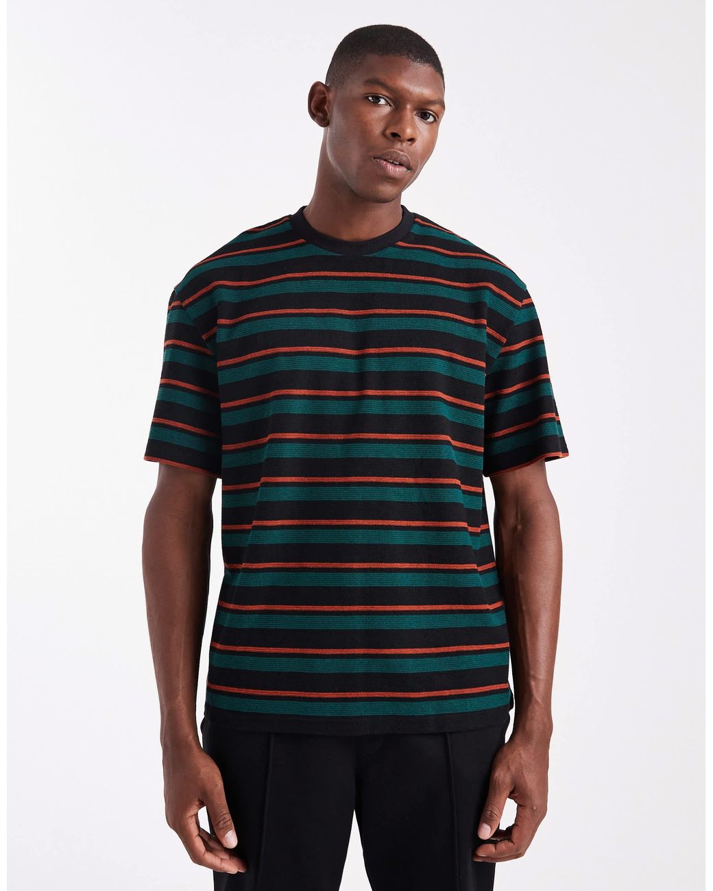 Redefined Rebel Boxy Striped T-Shirt in Black for Men | Lyst