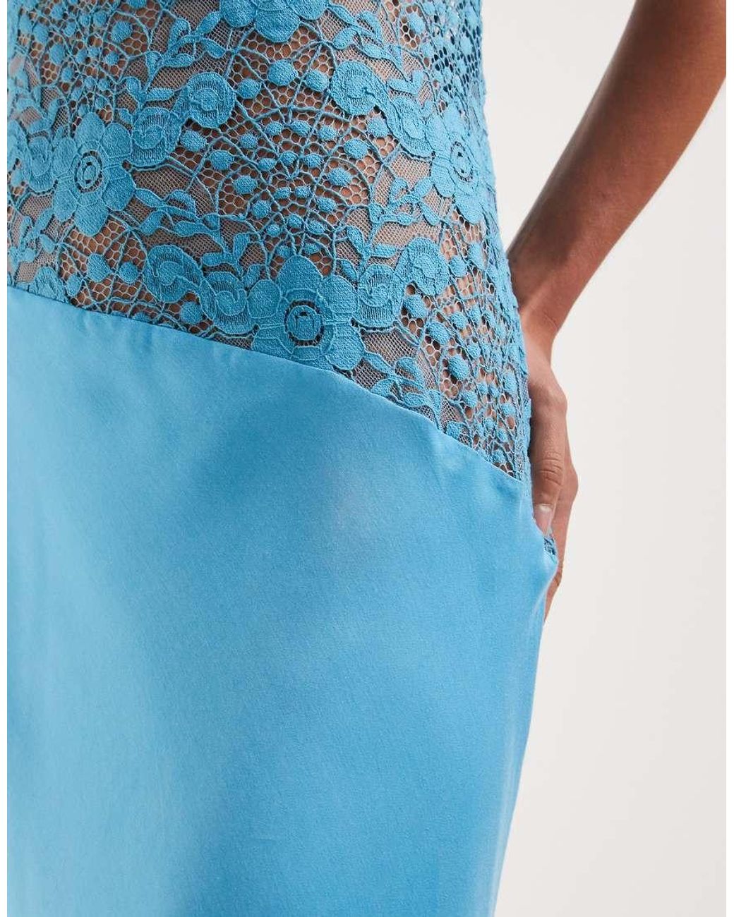 TOPSHOP Lace Body Maxi Occasion Dress in Blue | Lyst UK