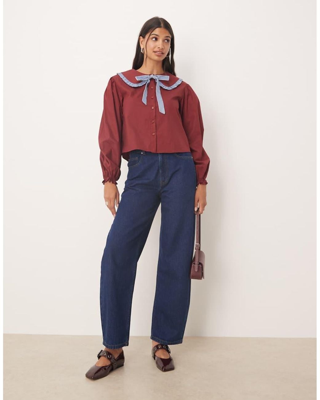 Glamorous Oversized Collar Blouse in Red | Lyst UK