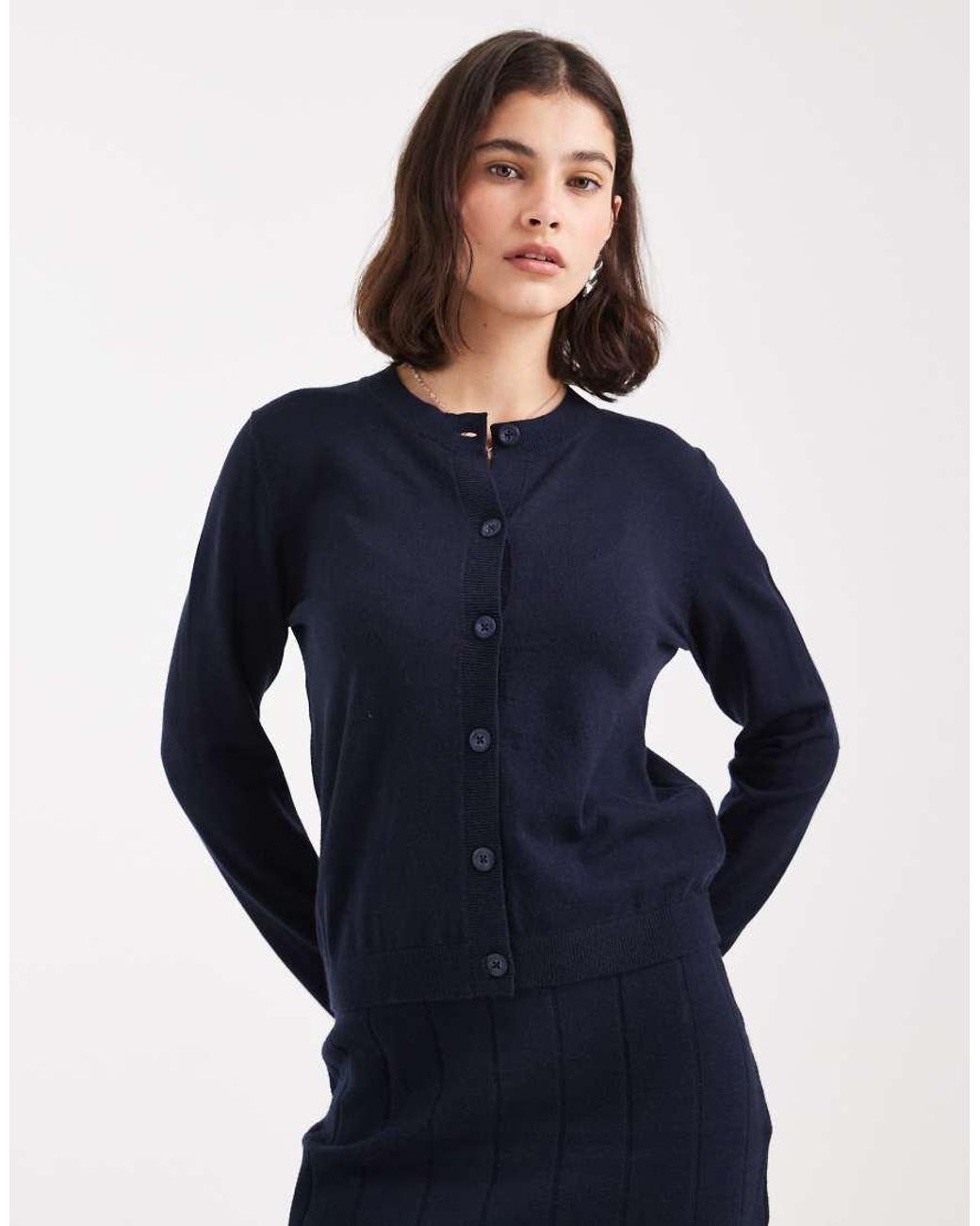 Object Fine Gauge Cardigan Co-ord in Blue | Lyst UK