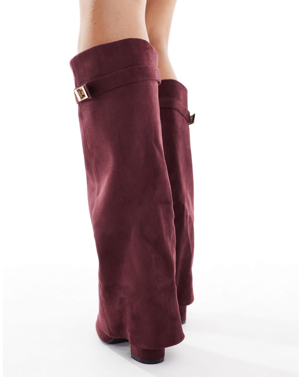 SEQWL Ranger Fold Over Knee Boots in Purple | Lyst