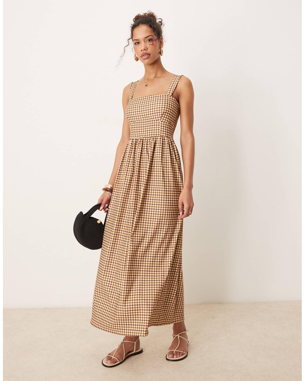 ASOS Bengaline Cami Midi Dress in Natural | Lyst