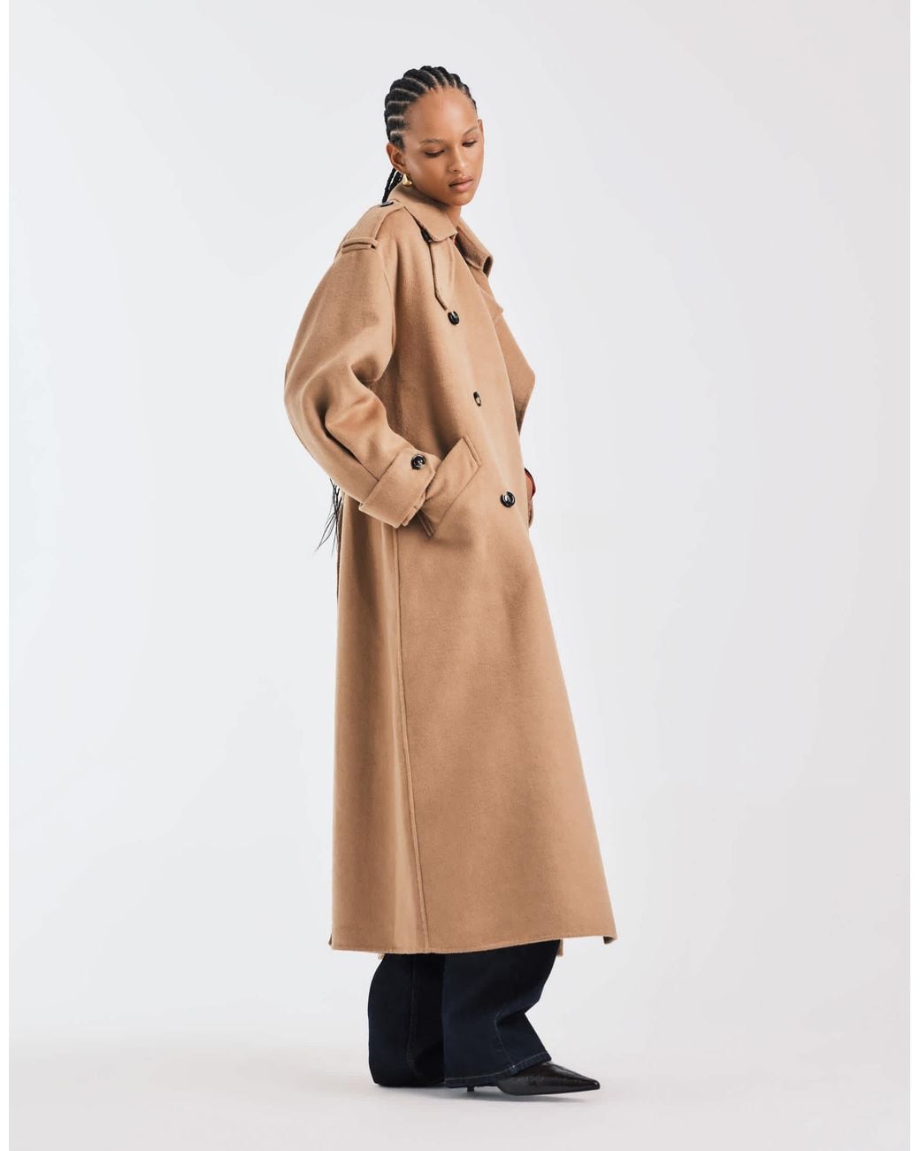 Mango Premium Wool Blend Maxi Trench Coat in Natural | Lyst