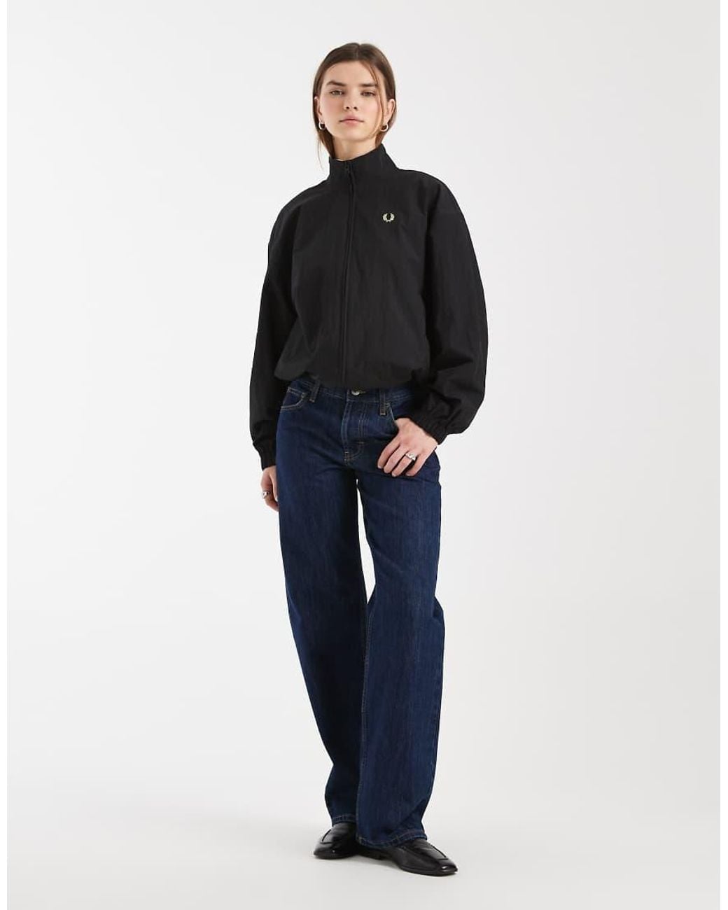 Fred Perry Zip Up Logo Jacket in Black | Lyst UK