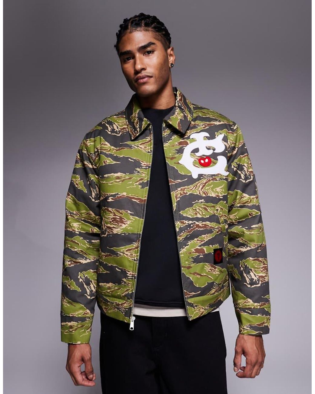 ICECREAM Tiger Stripe Trucker Jacket in Grey for Men | Lyst UK