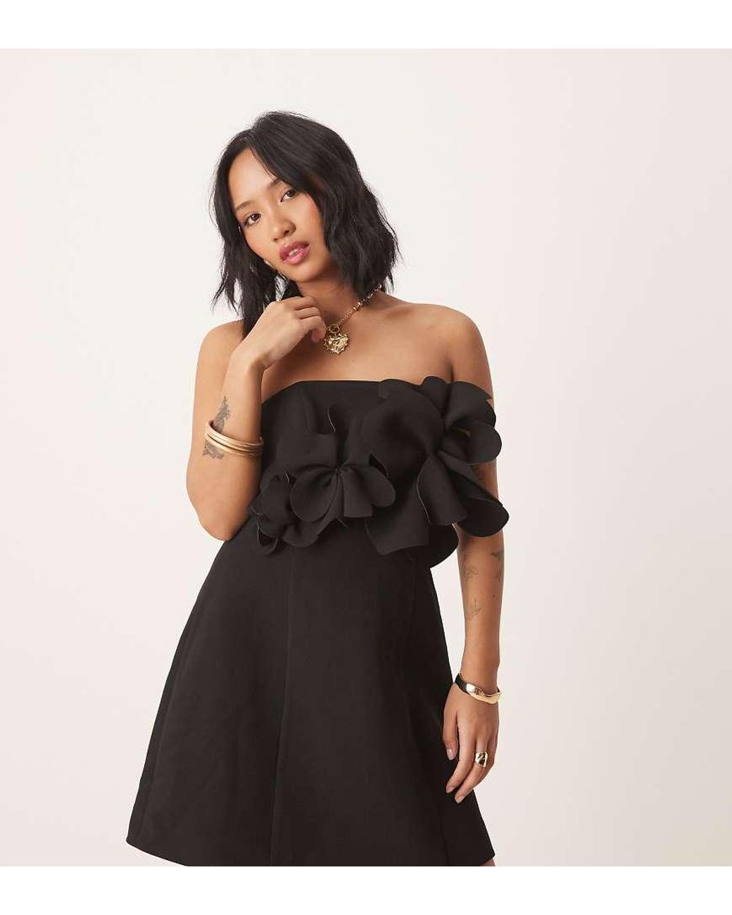 Forever New 3D Floral Mini Dress in Black | Lyst UK